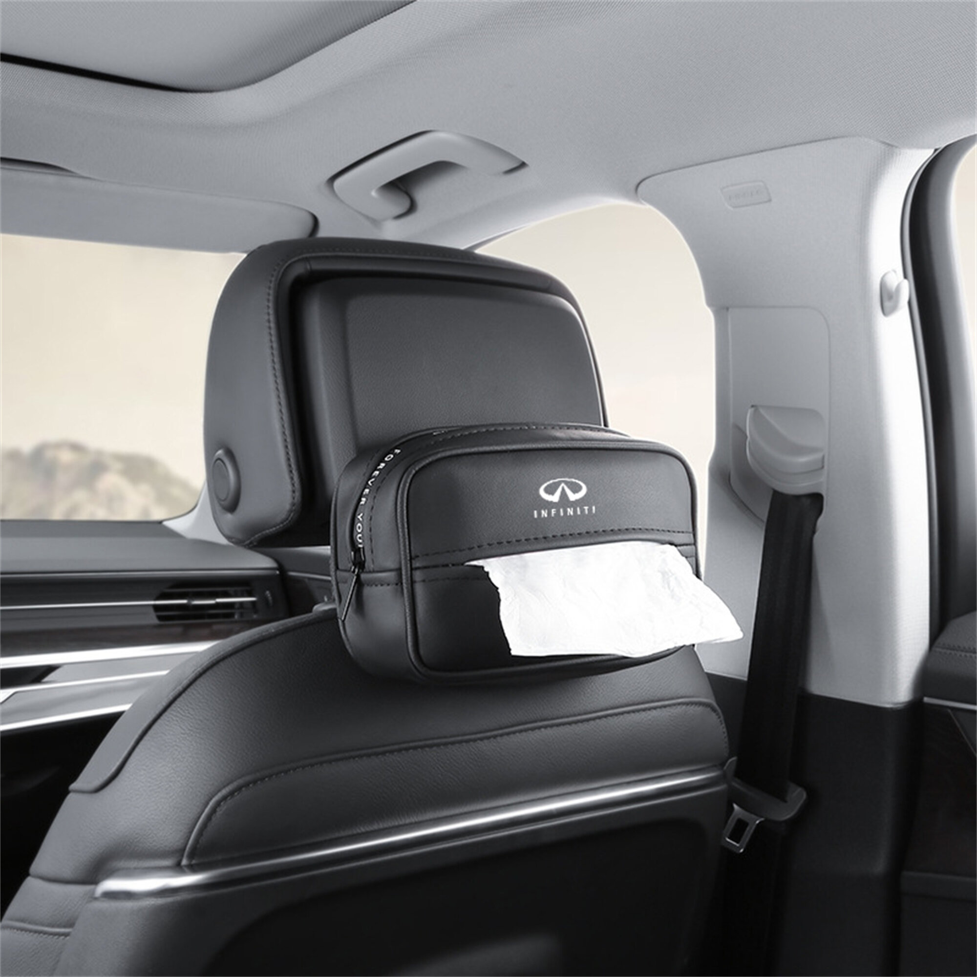 Коробка автомобильных салфеток Infiniti, универсальная, эксклюзивный логотип автомобиля, черная, 1 шт.