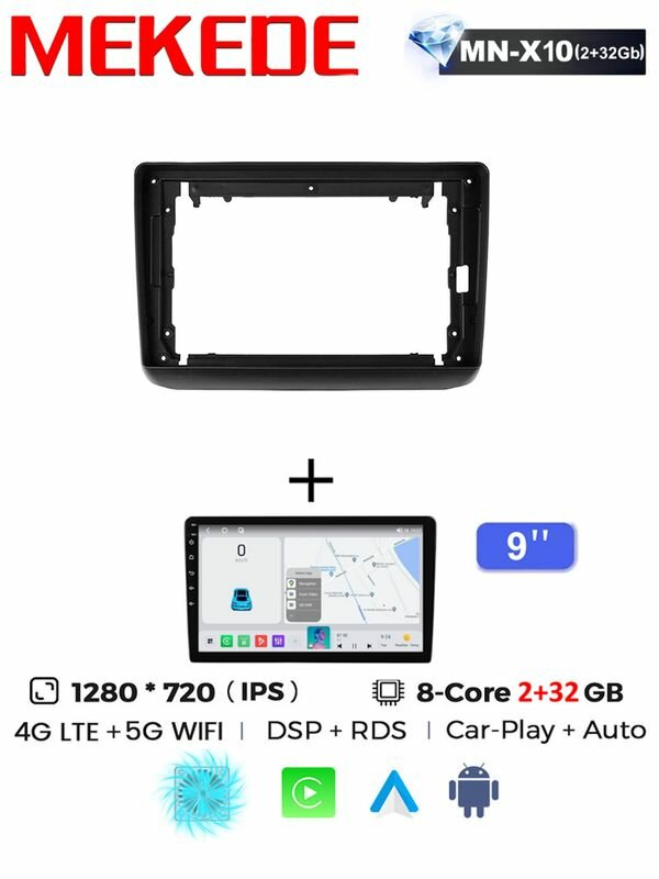 Магнитола 9" Mekede MN X10 Pro 2/32 Gb Jeep Grand Cherokee WK2 2013-2020 рестайлинг F1 carplay