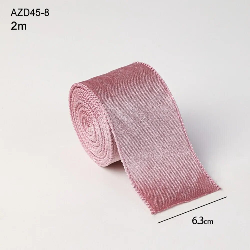 Лента велюровая розовая 2 м, AZD45-8, 6.3 см