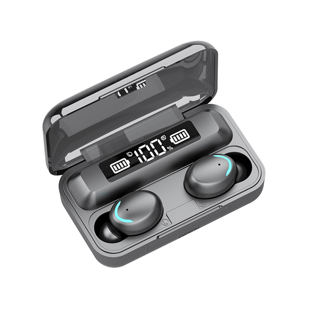 Наушники с индикацией заряда Earphone BT 5.0 беспроводные гарнитуры спортивные наушники с зарядным боксом черный IPX7 пластик передача 10м батарея наушников 3.7V 50mAh батарея бокса 3.7V 2000mAh размер упаковки 141*101*39мм вес 120г набор 1 пара