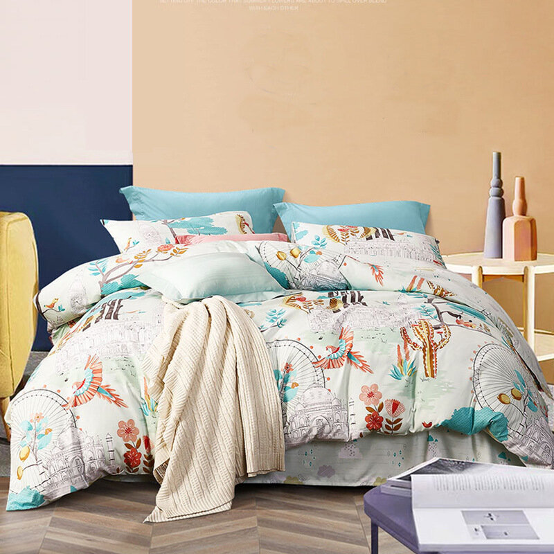 Комплект постельного белья Fuanna Home Textiles: четырехпредметный комплект с простыней и пододеяльником, утолщенный трехпредметный комплект для домашнего использования, комплект из ворсованной ткани для общежития.