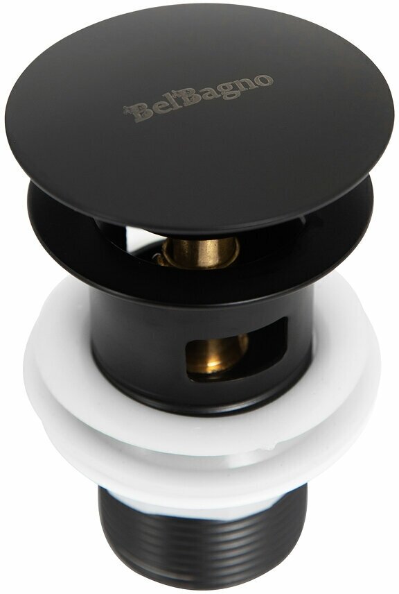 Донный клапан BelBagno BB-SAT-NERO Донный клапан с системой "Клик-клак" с переливом, чёрный