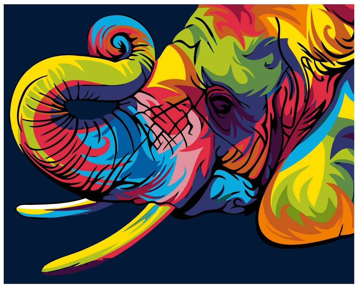 Радужный слон Раскраска картина по номерам на холсте