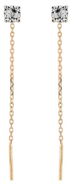 Серьги, комбинированное золото, 585 проба, бриллиант