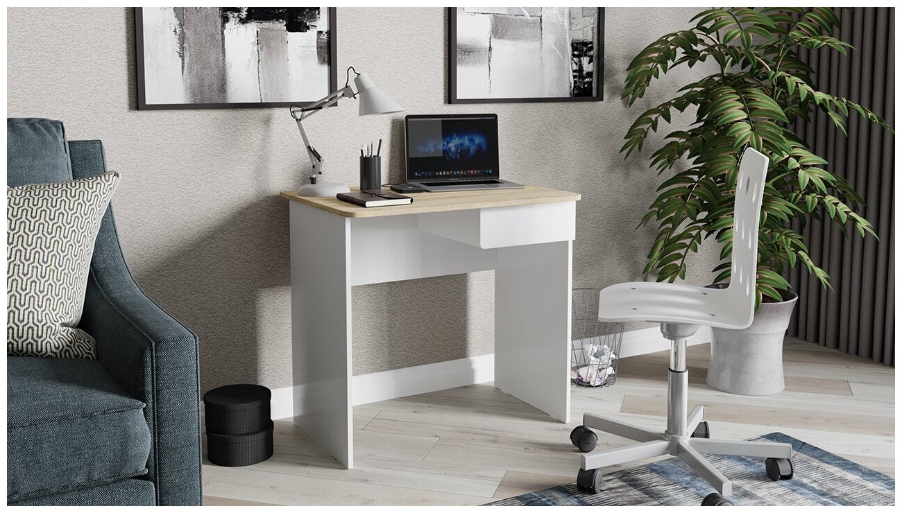 Diamond Стол компьютерный тип 1 (Дуб Сонома/Белый) Дисконт