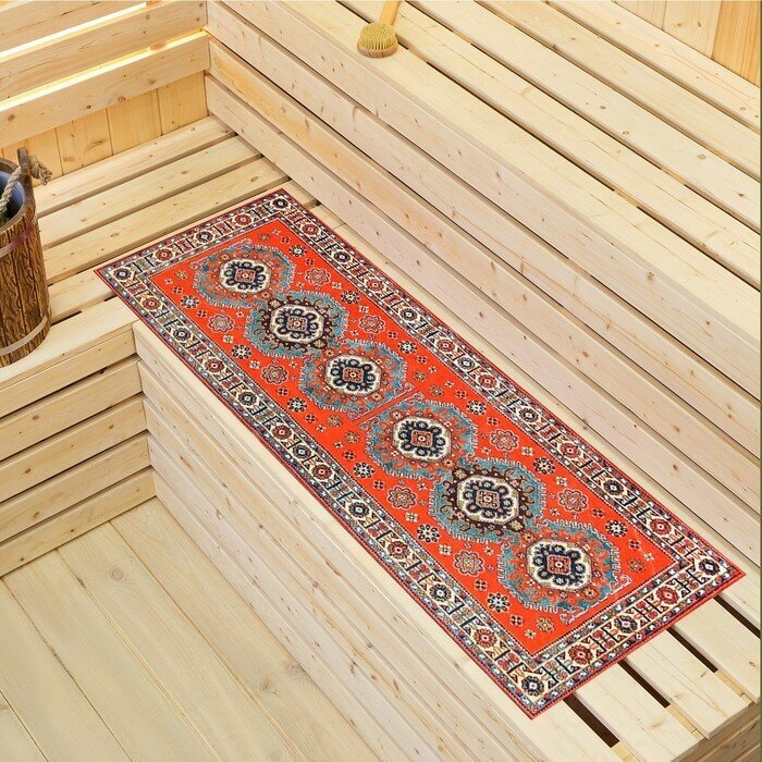 Коврик - лежак для бани и сауны «Ретро», 150×50 см, шерсть, полиэстер, «Добропаровъ»