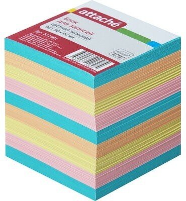 Блок для записей ATTACHE запасной 9х9х9 разноцветный 80 г 371081