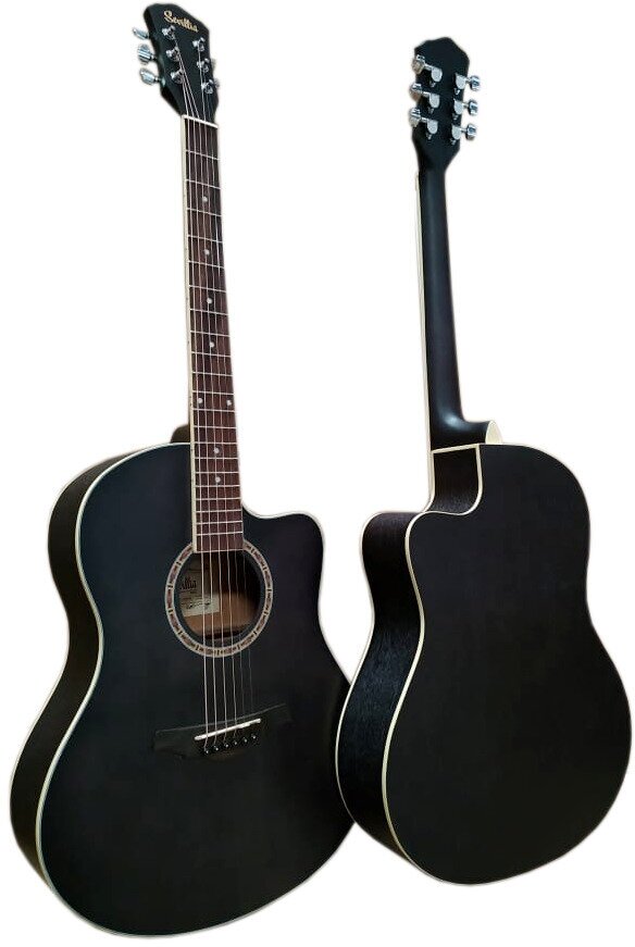 Sevillia IWC-39M BK Гитара акустическая, 6 струн, верхняя дека ель, корпус и гриф меранти, накладка и бридж палисандр, мензура 650 мм, цвет черный