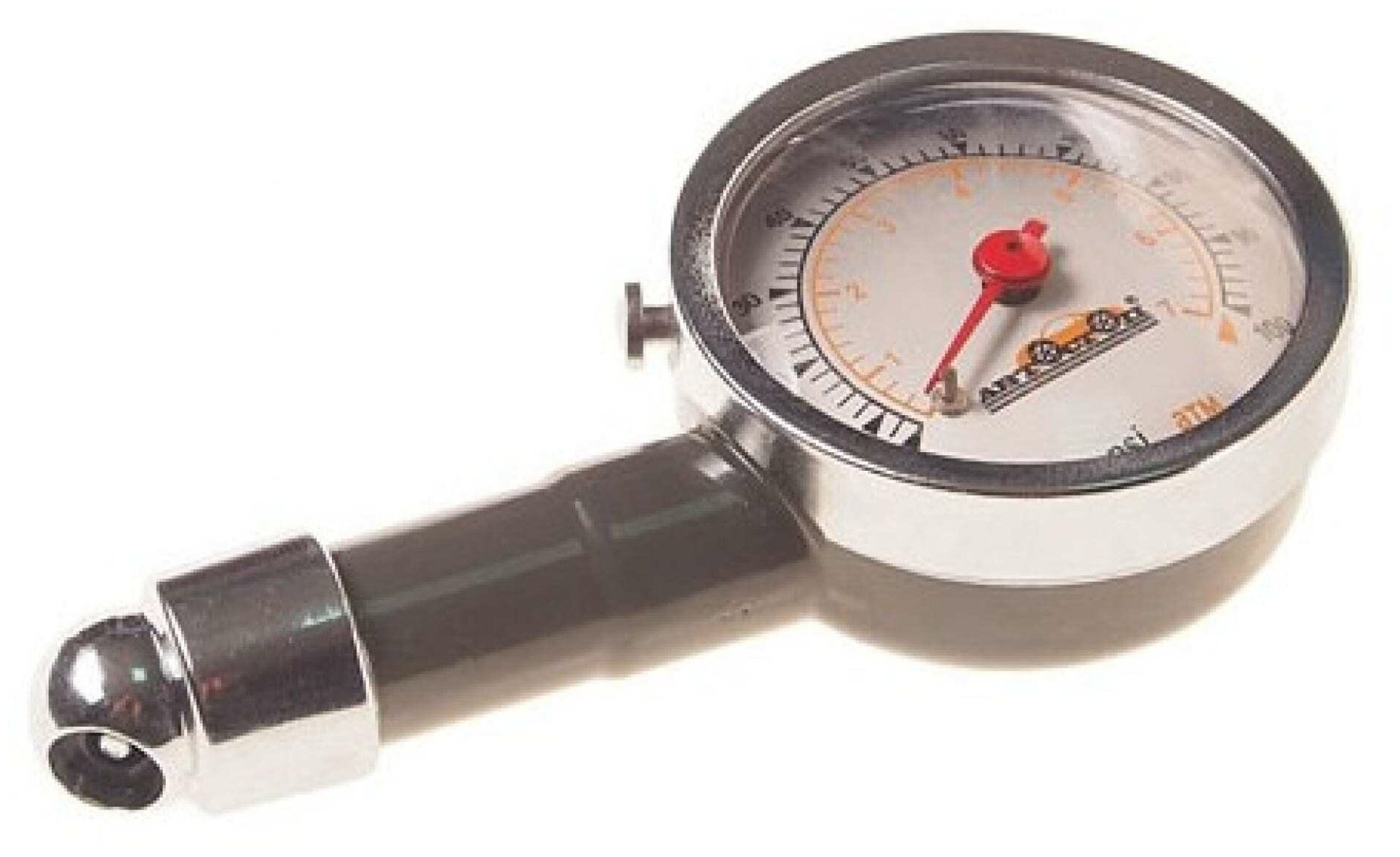 Манометр автомобильный AB-50600 GREY с круглой шкалой 6,8атм (металл) в пенале автостоп