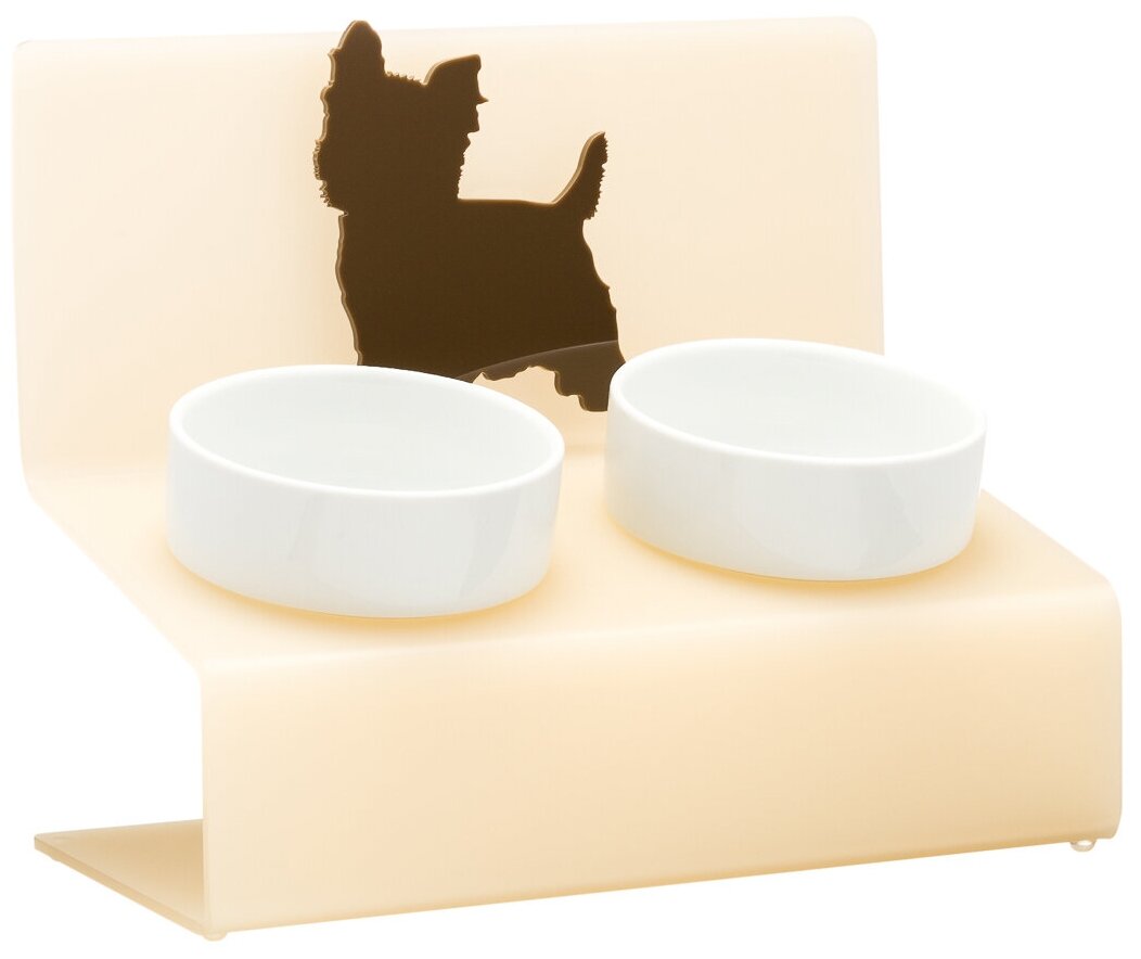 Миска для собак на подставке с наклоном Artmiska "Йорк" XS двойная 2x360 мл, бежевая