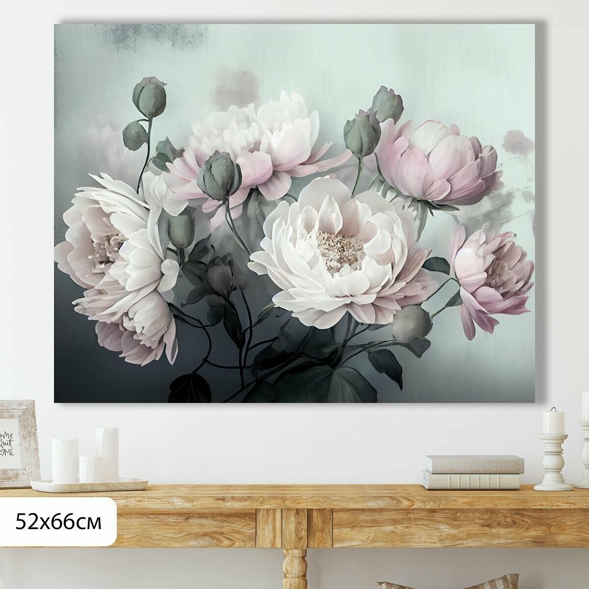 Картина интерьерная на стену ДоброДаров "Цветы пастель" 52х66 см К0356