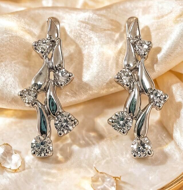 Серьги Эстерелла, серебро, 925 проба, родирование, фианит