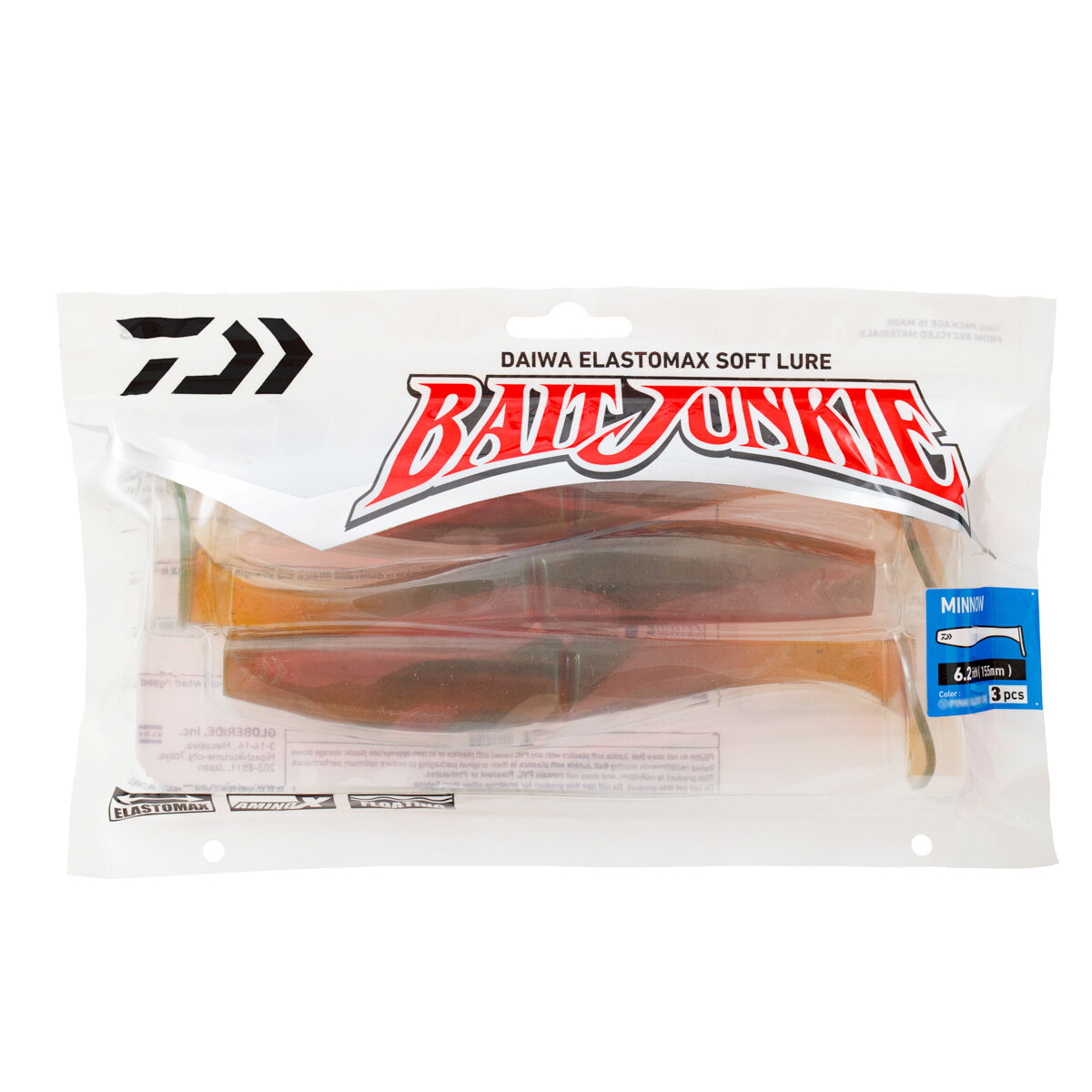 Силиконовая приманка Daiwa Bait Junkie 6.2 Minnow MOTOR OIL UV (уп. 3 шт)