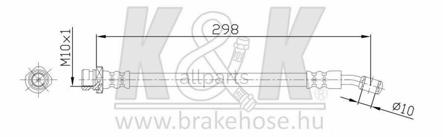K&K FT1032 Шланг тормозной HYUNDAI i30 CW (FD) 1.4 1.6 1.6 CRDi 2.0 2.0 CRDi 10.08-06.12