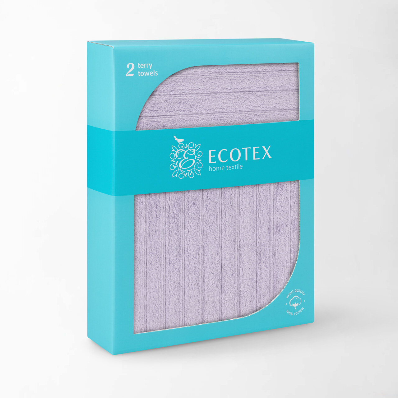 Набор махровых полотенец 2 штуки (50x90; 70x130) Ecotex "Лайфстайл", цвет светло-сиреневый