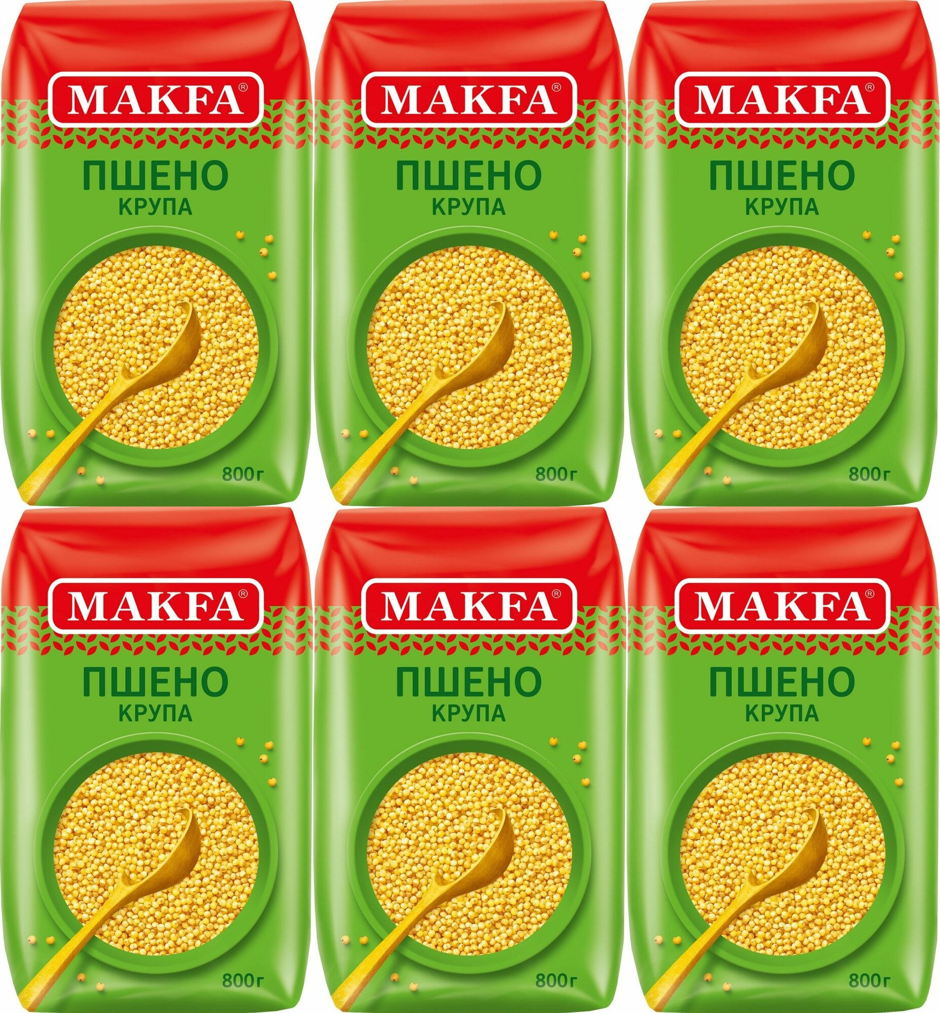 Makfa Крупа Пшено шлифованное высший сорт, 800 г, 6 уп