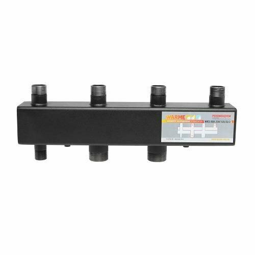 Коллектор котельной разводки WARME WKS80 - 1"1/4 НР на 2 контура 1" НР (до 80 кВт, черная сталь)