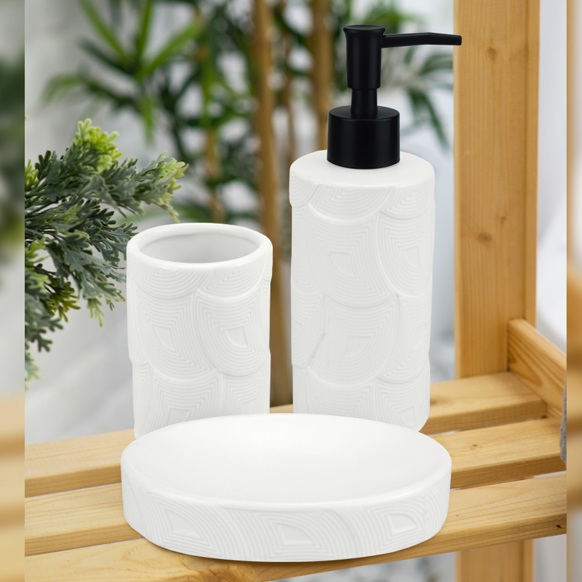 Набор аксессуаров для ванной комнаты ND Play / Petal 3 предмета (диспенсер, стакан, мыльница)