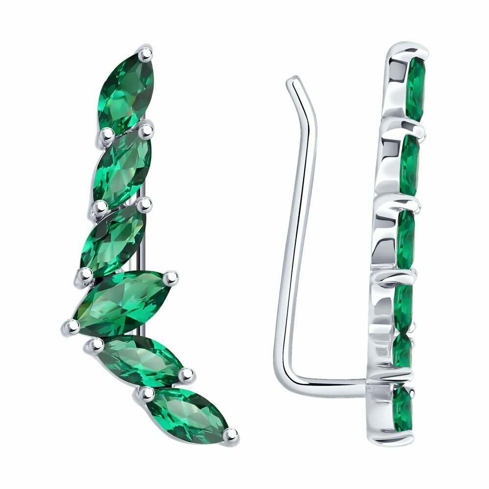 Серьги, серебро, 925 проба, родирование, ситалл