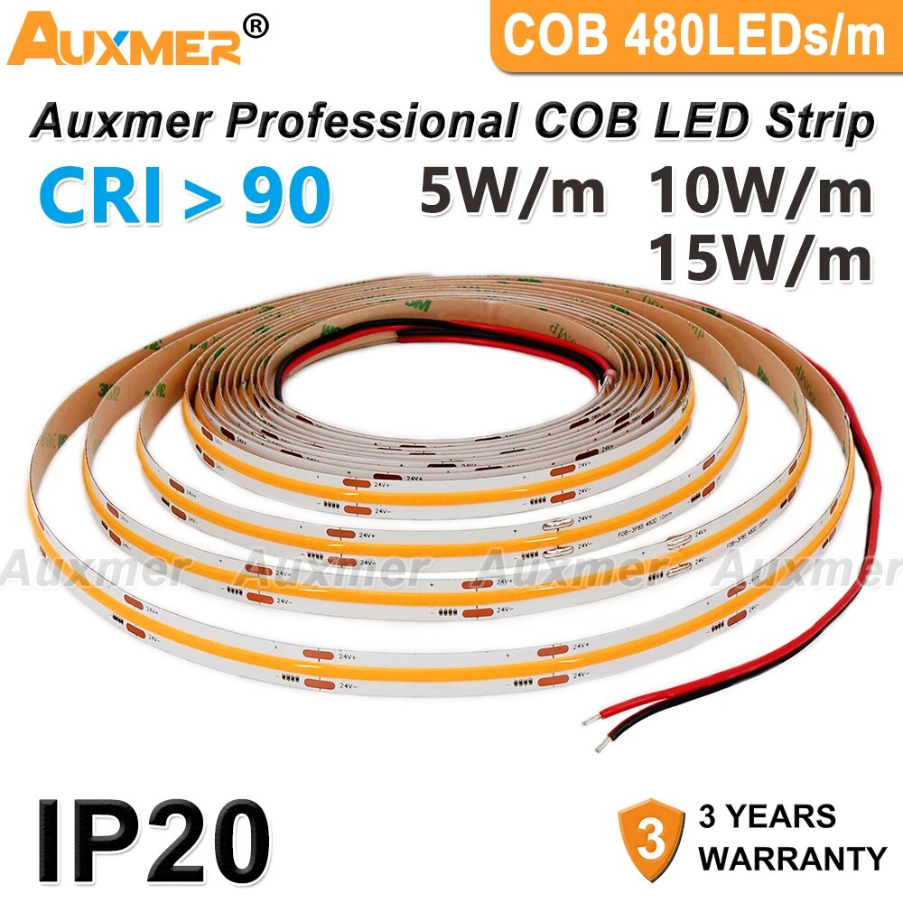 Светодиодная лента Auxmer Warm White 3000K, 24V, 10W/м