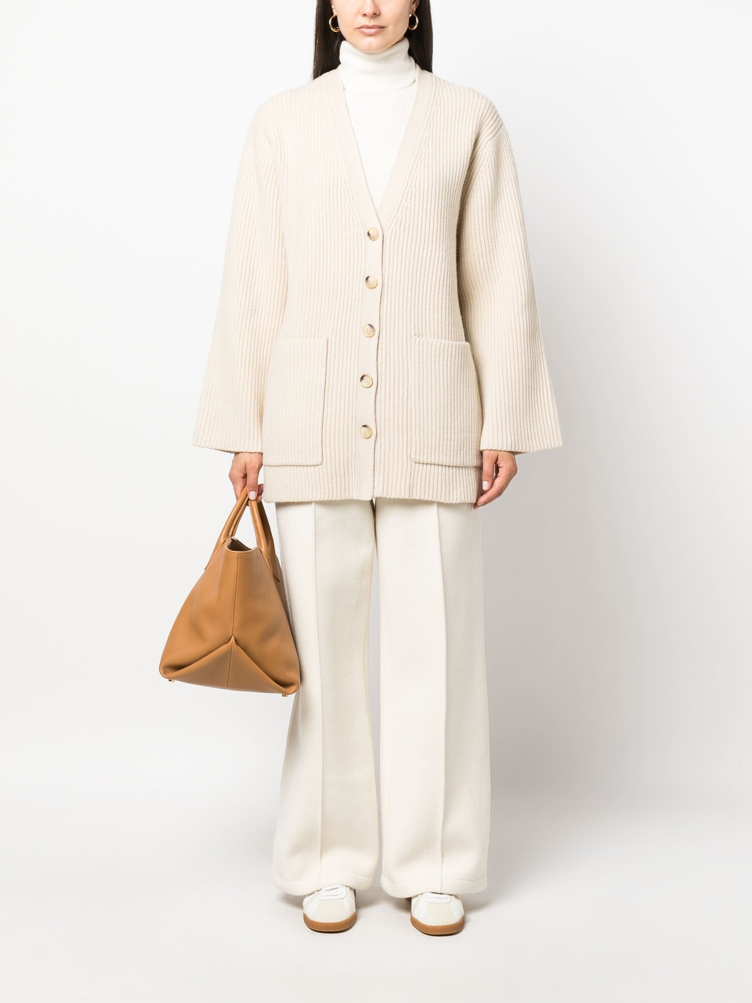 Брюки Jil Sander, размер 40, бежевый/белый — фото 1