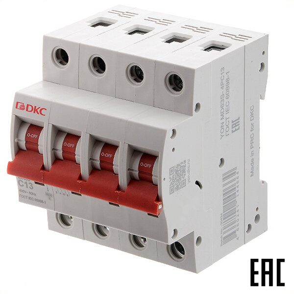 Автоматический выключатель YON max13А/4п/ 4,5кА на Din-рейку MD63S-4PC13 ДКС (2 шт. в наборе)