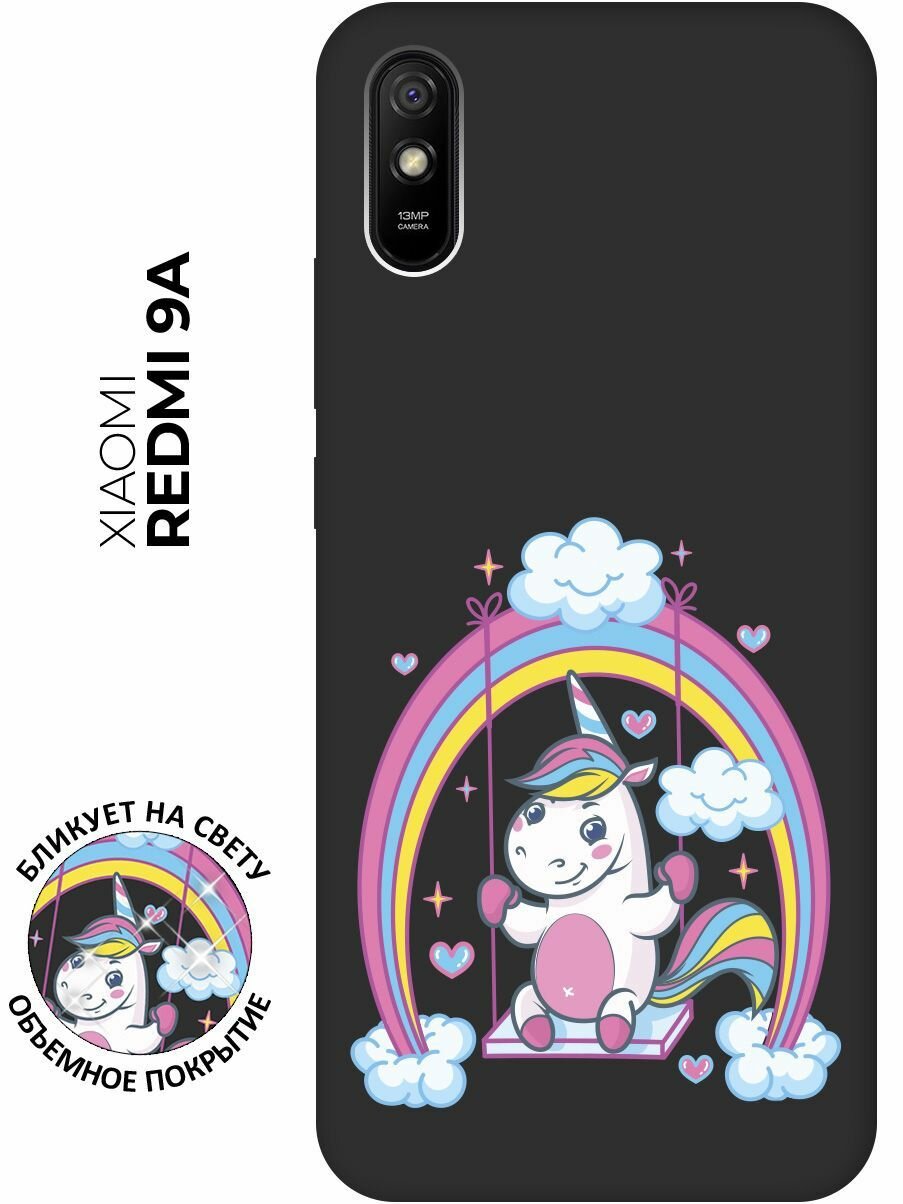 Матовый чехол Unicorn для Xiaomi Redmi 9A / Сяоми Редми 9А с 3D эффектом черный