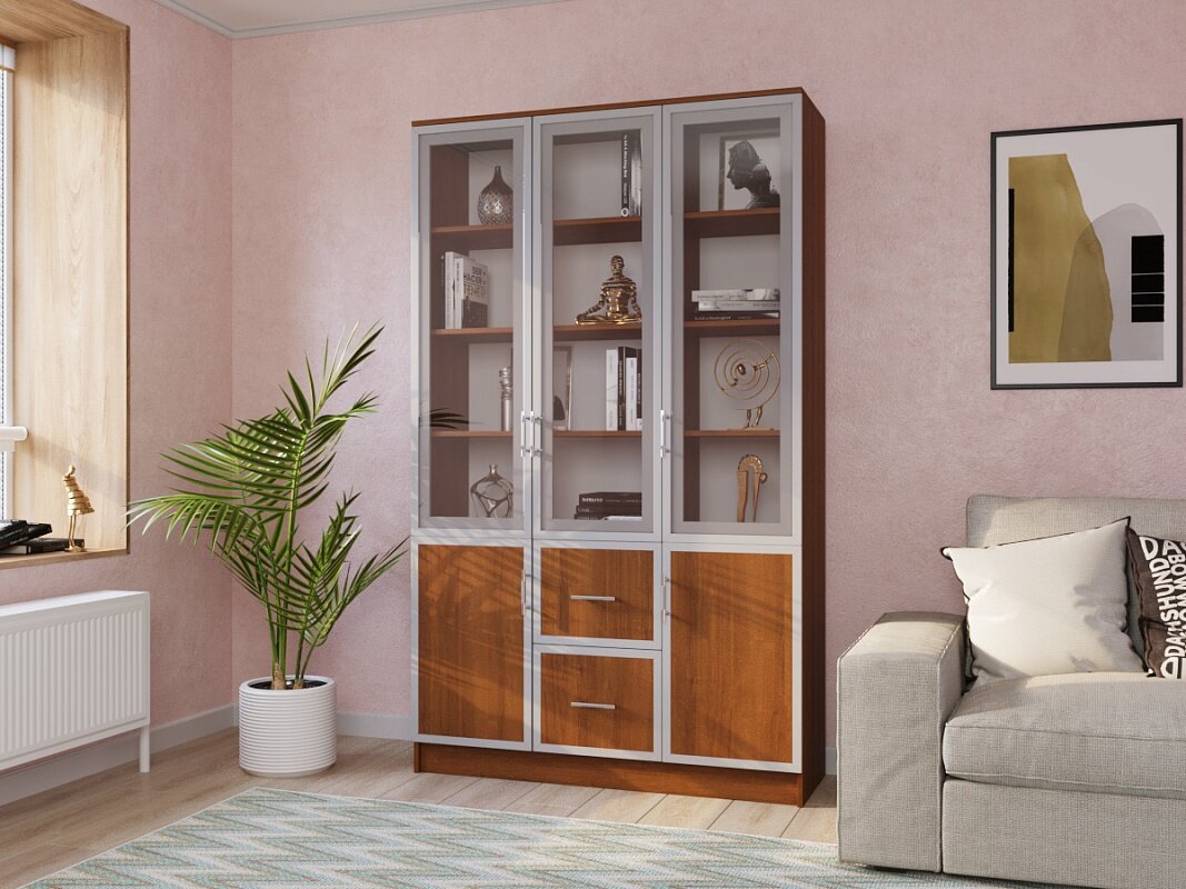 Книжный шкаф МебельЛэнд24 Альма - 16 Орех Экко 120x30x220