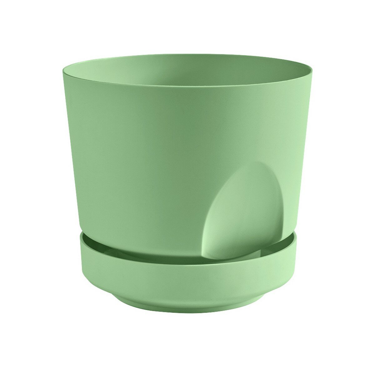 Кашпо для цветов BMC "Колывань", с поддоном, цвет Мята, пластиковое, 0,8 л, диаметр 12 см