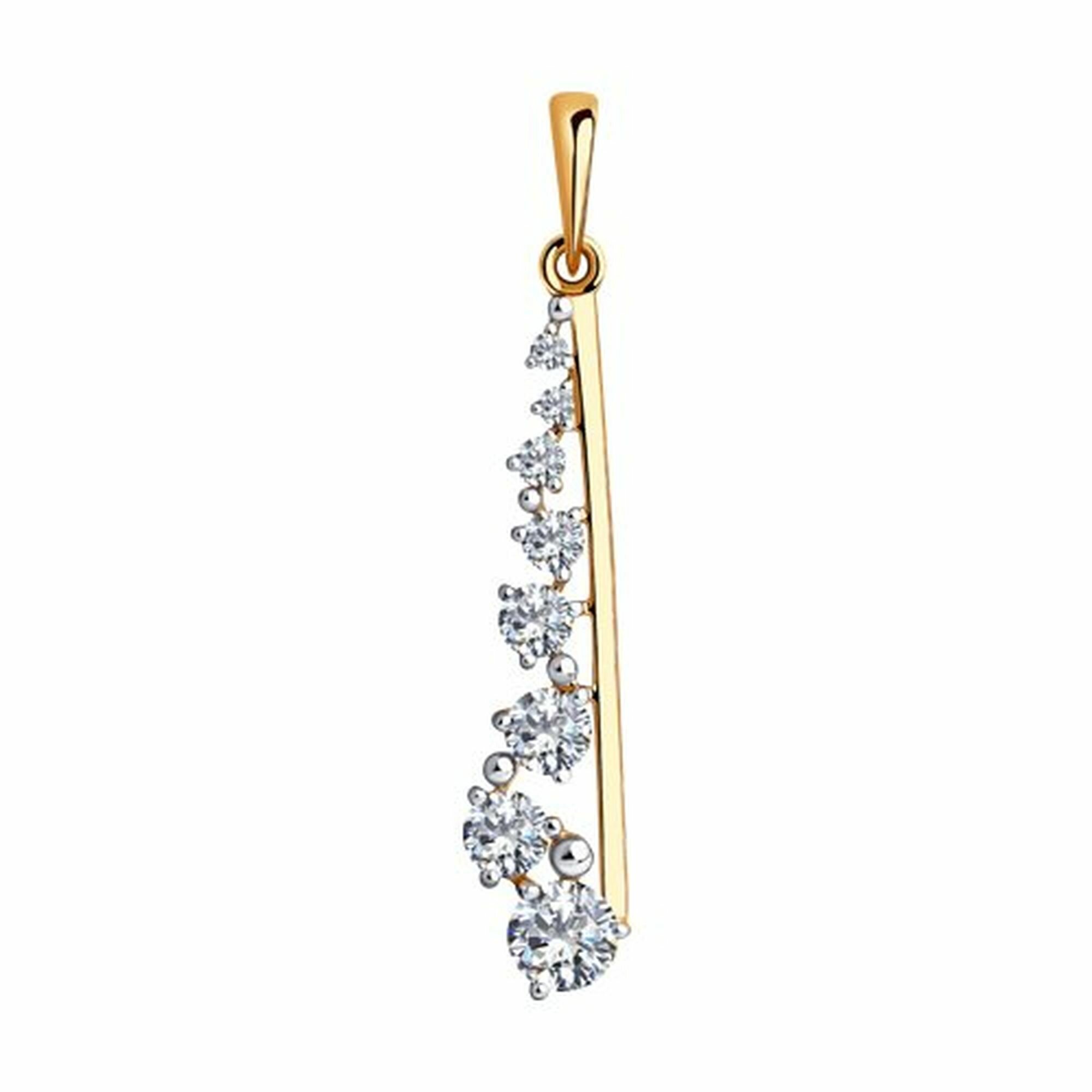 Подвеска, красное золото, 585 проба, фианит, кристаллы Swarovski