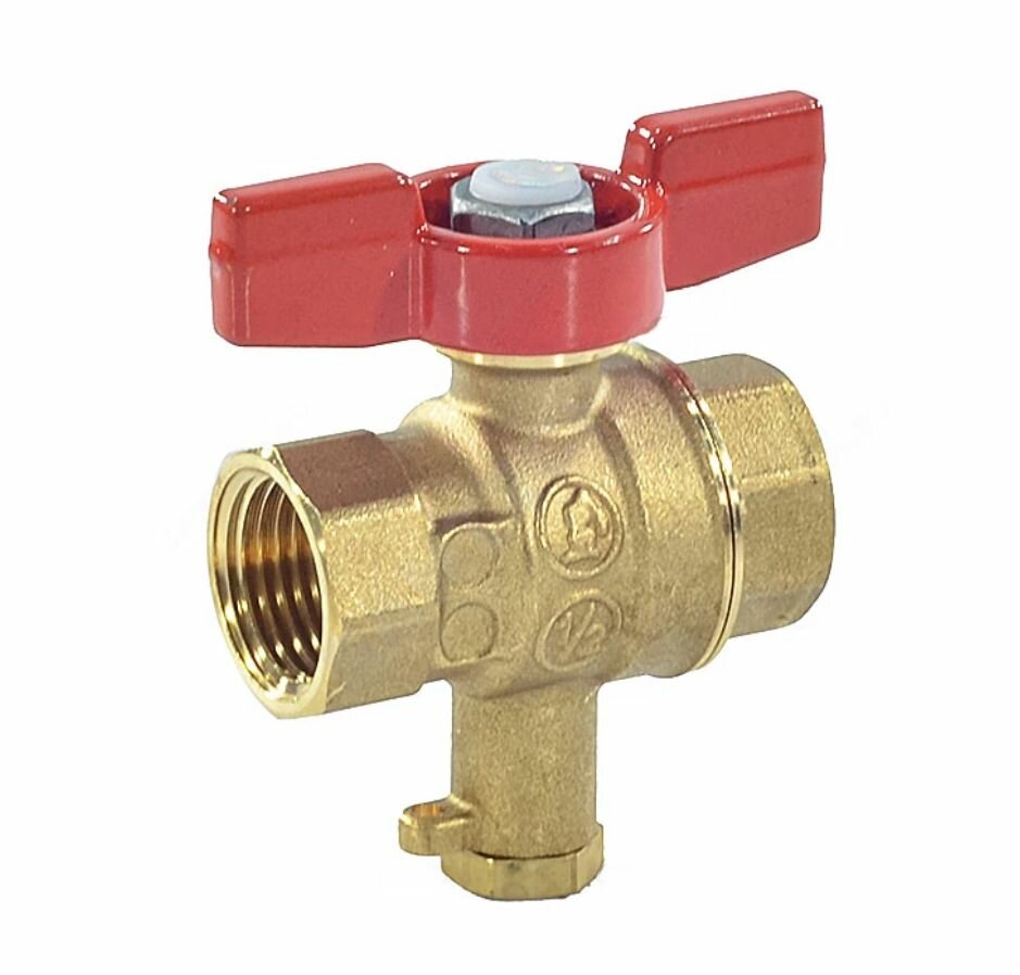 Кран латунный шаровой R851T для термодатчика Ду 25 Ру28 бабочка ВР Giacomini R851TY105