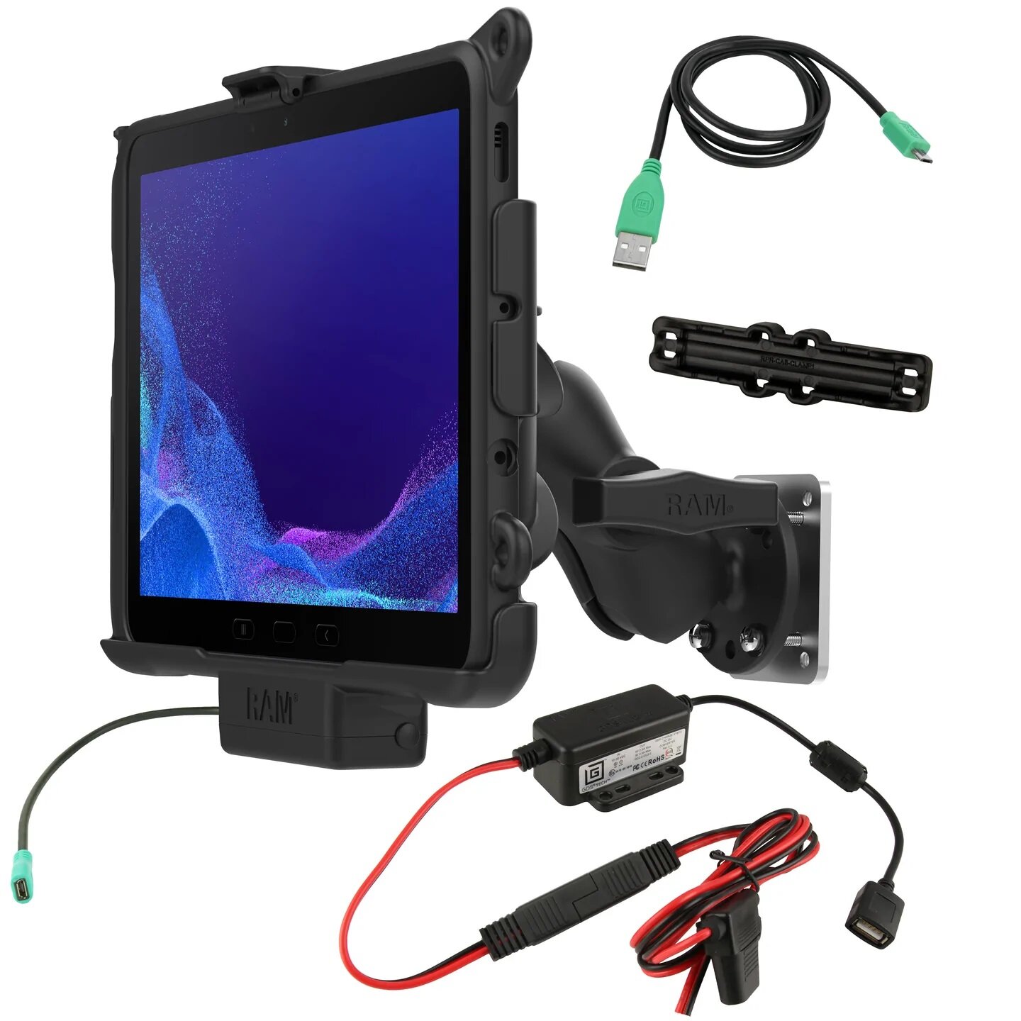 Крепление RAM Powered Mount для Tab Active4 Pro с опорной пластиной (RAM-101-B2-SAM52P-V7B1U)