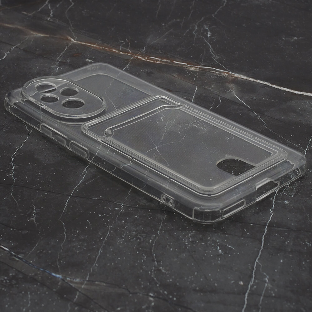 Силиконовый чехол с карманом для карт Honor 200 (2024), прозрачный