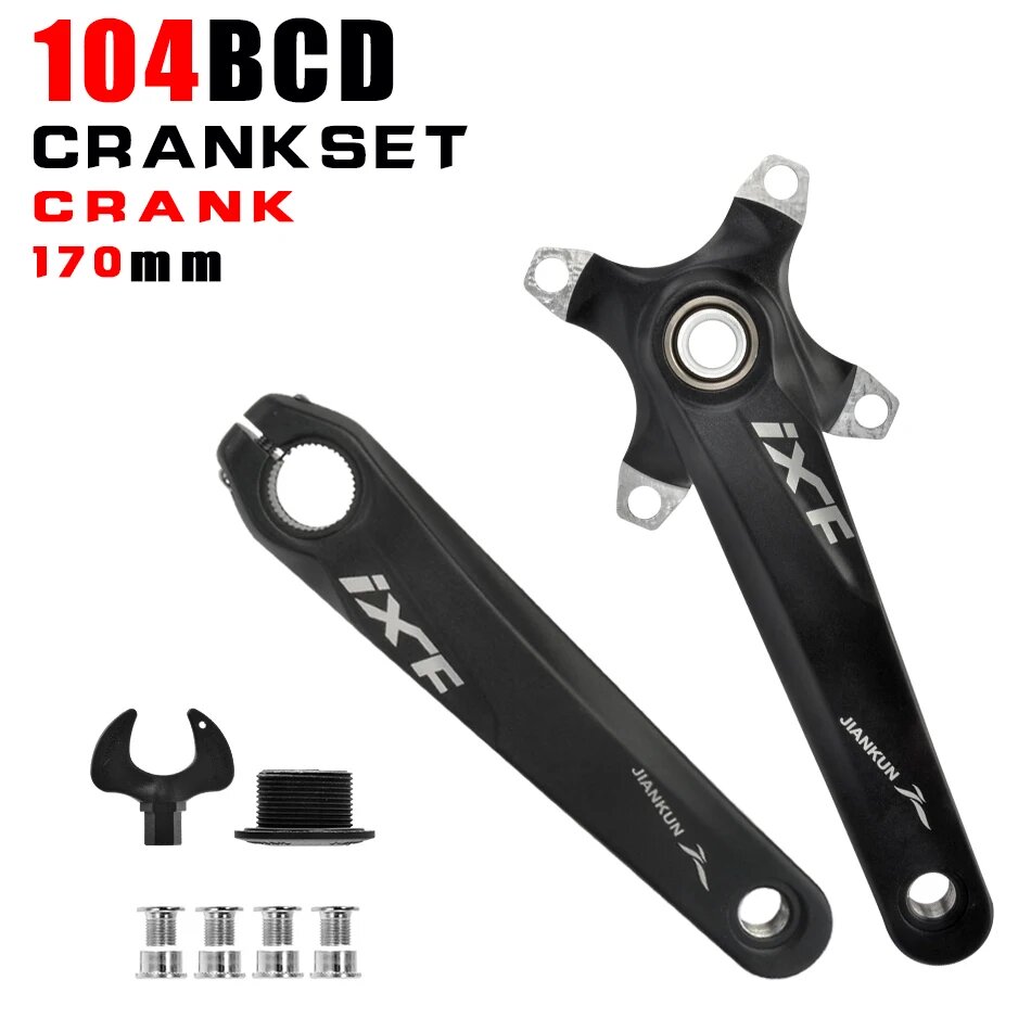 GOLDIX IXF MTB шатуны алюминиевые полые 104BCD 32-42T Черный, BK crank Withou BB
