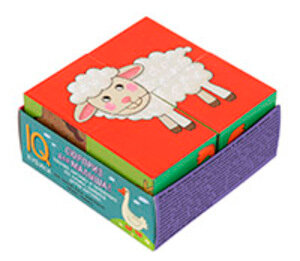 IQ Кубики 4шт. Домашние животные (в поддончике, от 2 лет) 26591/29046, (Айрис-пресс)
