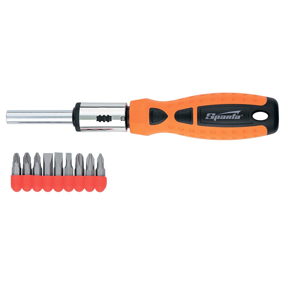 Реверсивная отвертка Sparta с набором бит 9 шт