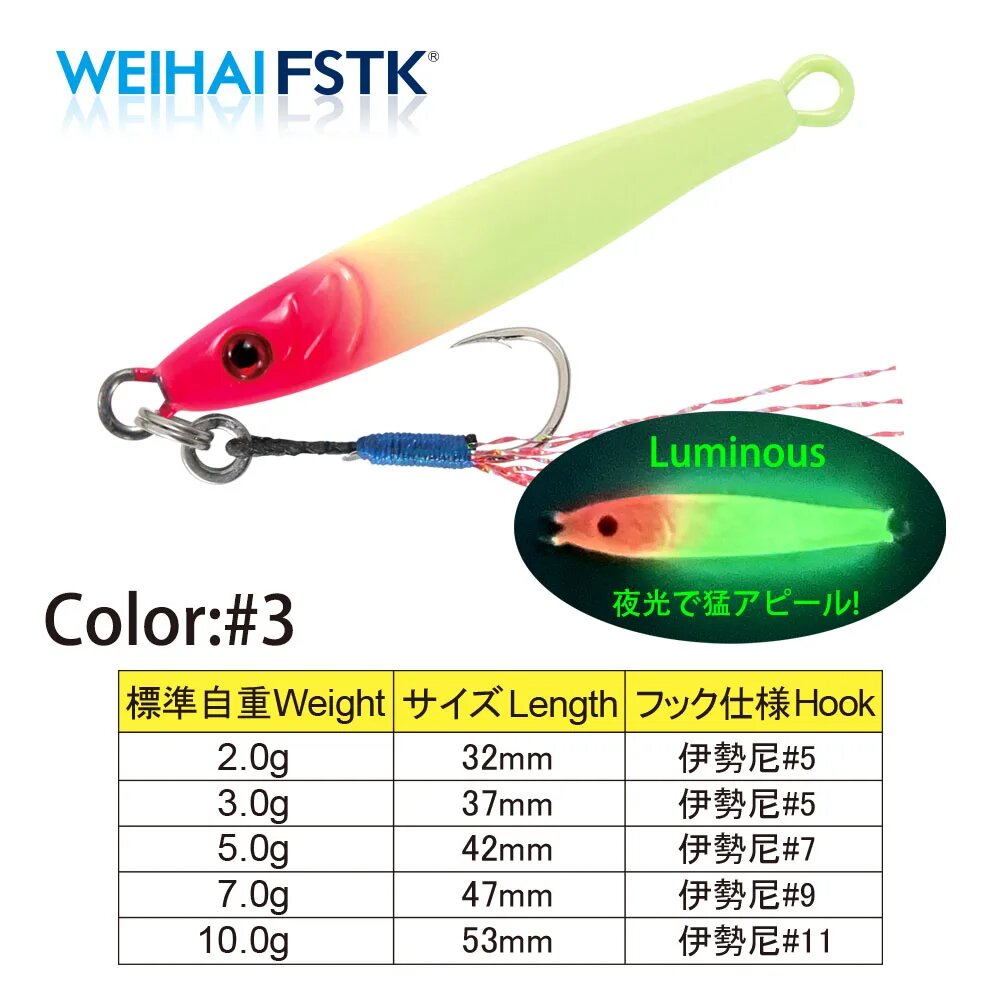 WEIHAI FSTK Микро джиг 2G 3G 5G 7G 10G Зеленый, 7g, Color3