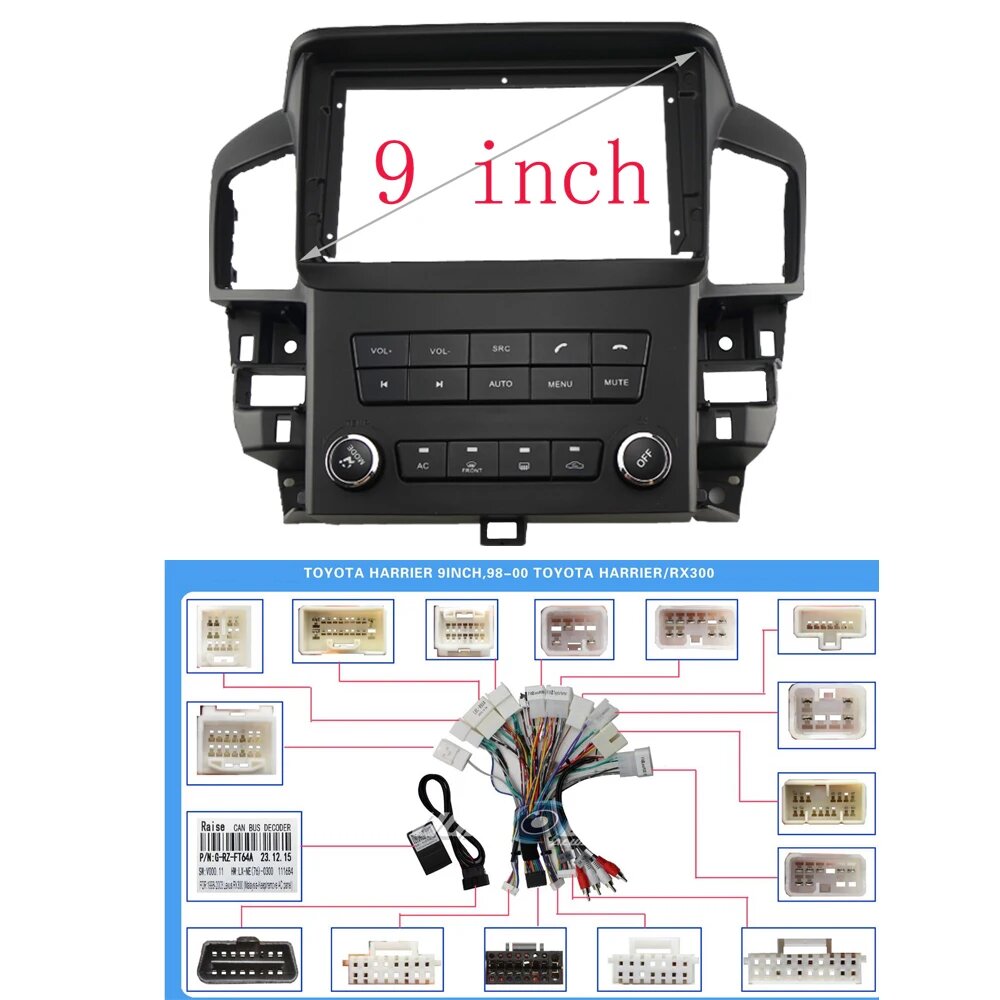 Для LEXUS RX300 TOYOTA Harrier 1998-2003 Комплект приборной панели Установка лицевой панели консоли 9-дюймовая накладка Автомобильная панель радиоприемника Frame-A cable canbus
