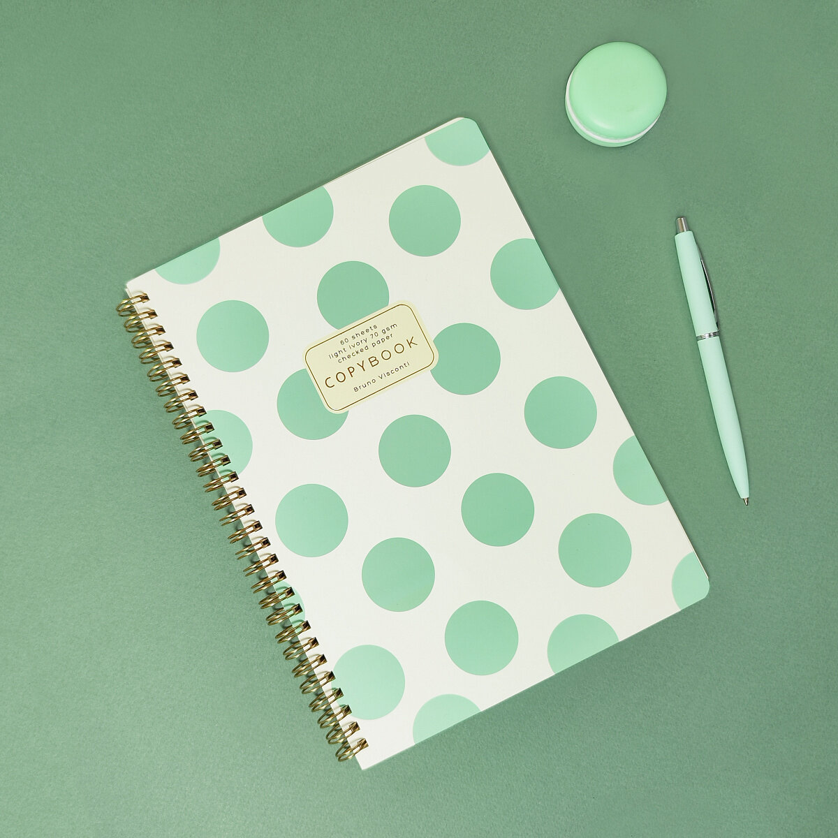 Тетрадь на гребне В5 Bruno Visconti "MINT POLKA DOTS" 60л. клетка