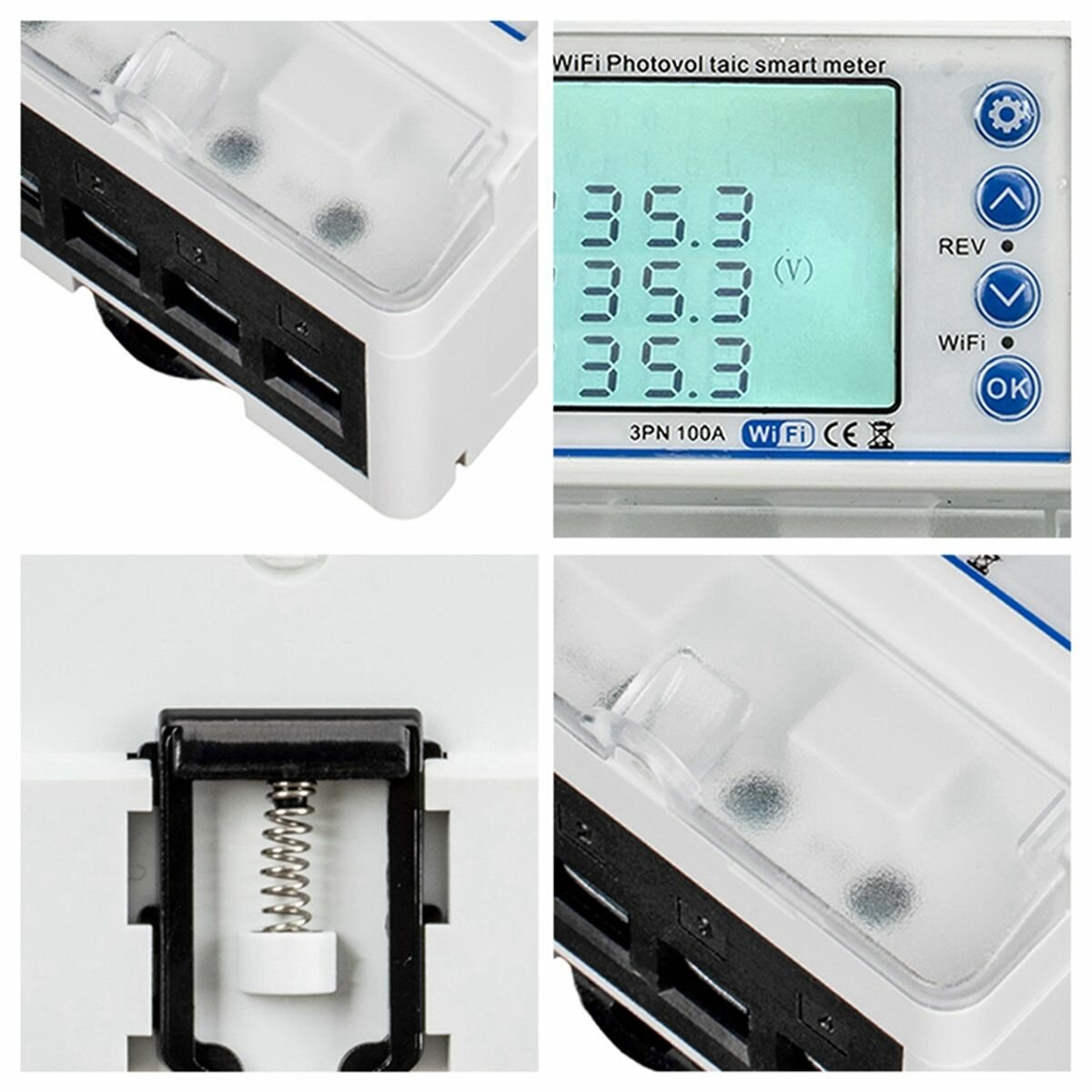 Умный двунаправленный счетчик электроэнергии Tuya WiFi, 3 фазы, 380 В, 100 А