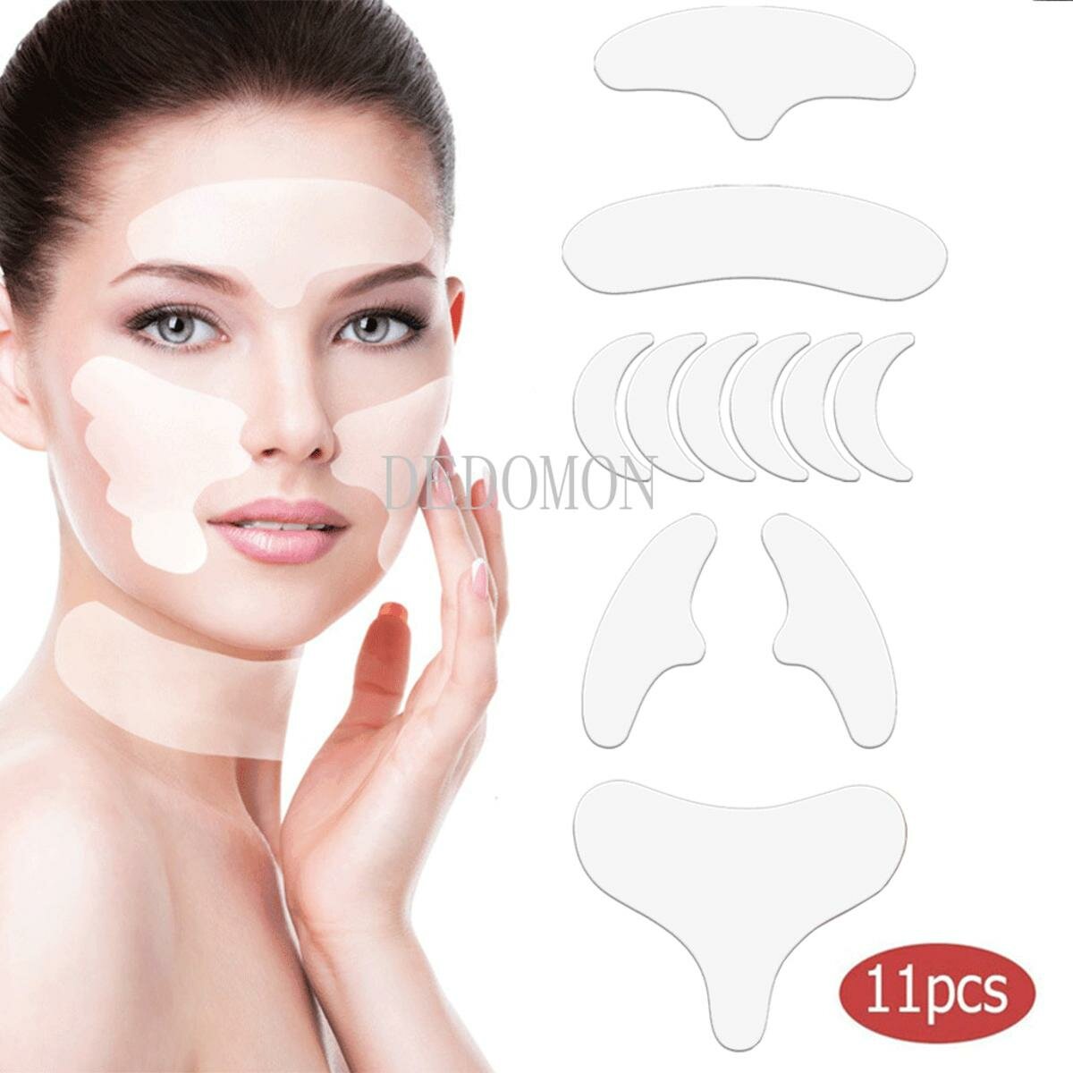 11 шт. полоски для удаления морщин на лице, многоразовые подушечки для лица против морщин, разглаживающие морщины патчи для ухода за лбом, глазами, ртом и лицом