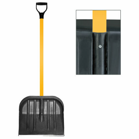 Лопата снеговая 46х40 см "номер 2" пластиковая, алюминиевый черенок с V-ручкой 130 см, армирующая алюминиевая планка, № 2, №2