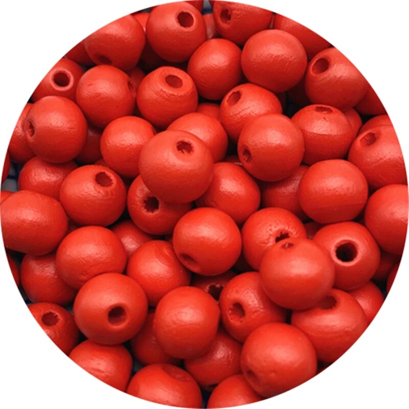 Деревянные бусины MYDEMBMSSYGYI 10мм 30шт Красный, 18