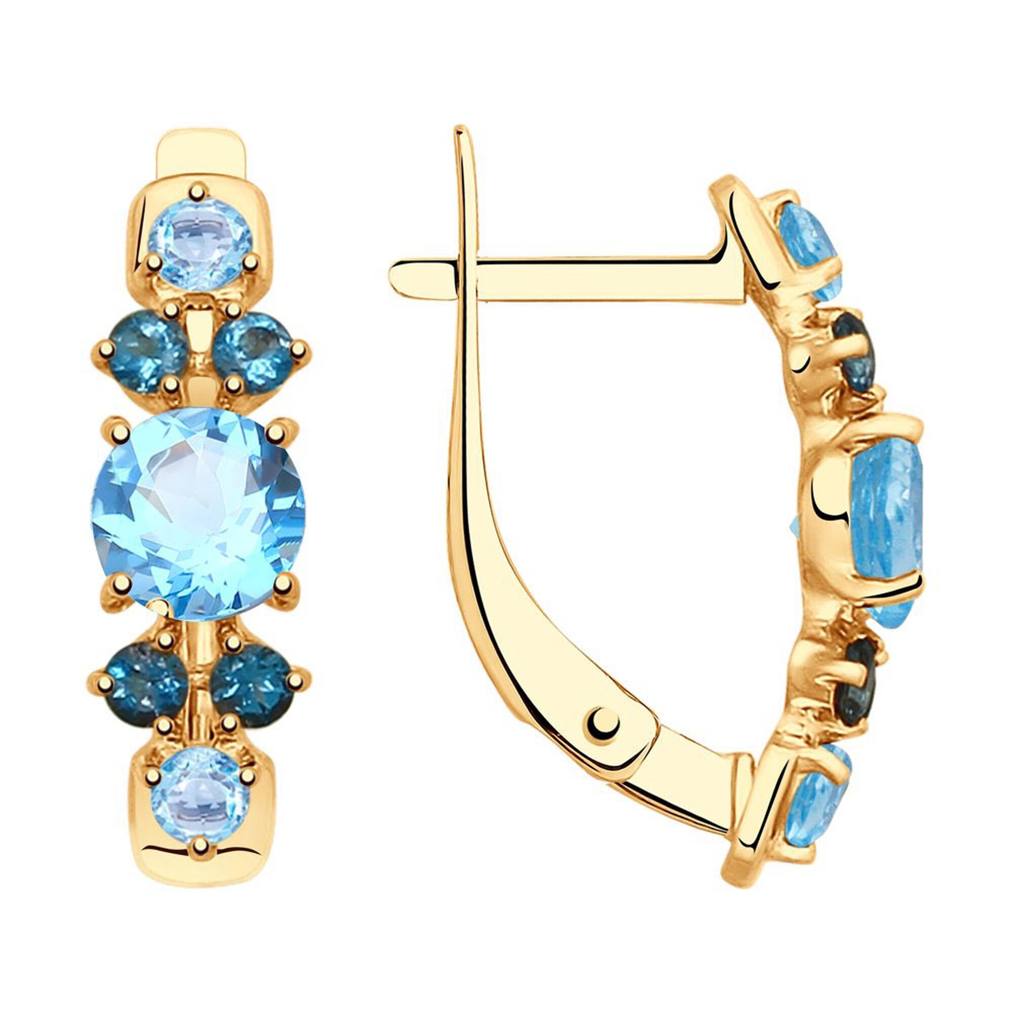 Серьги, красное золото, 585 проба, Лондон топаз, топаз