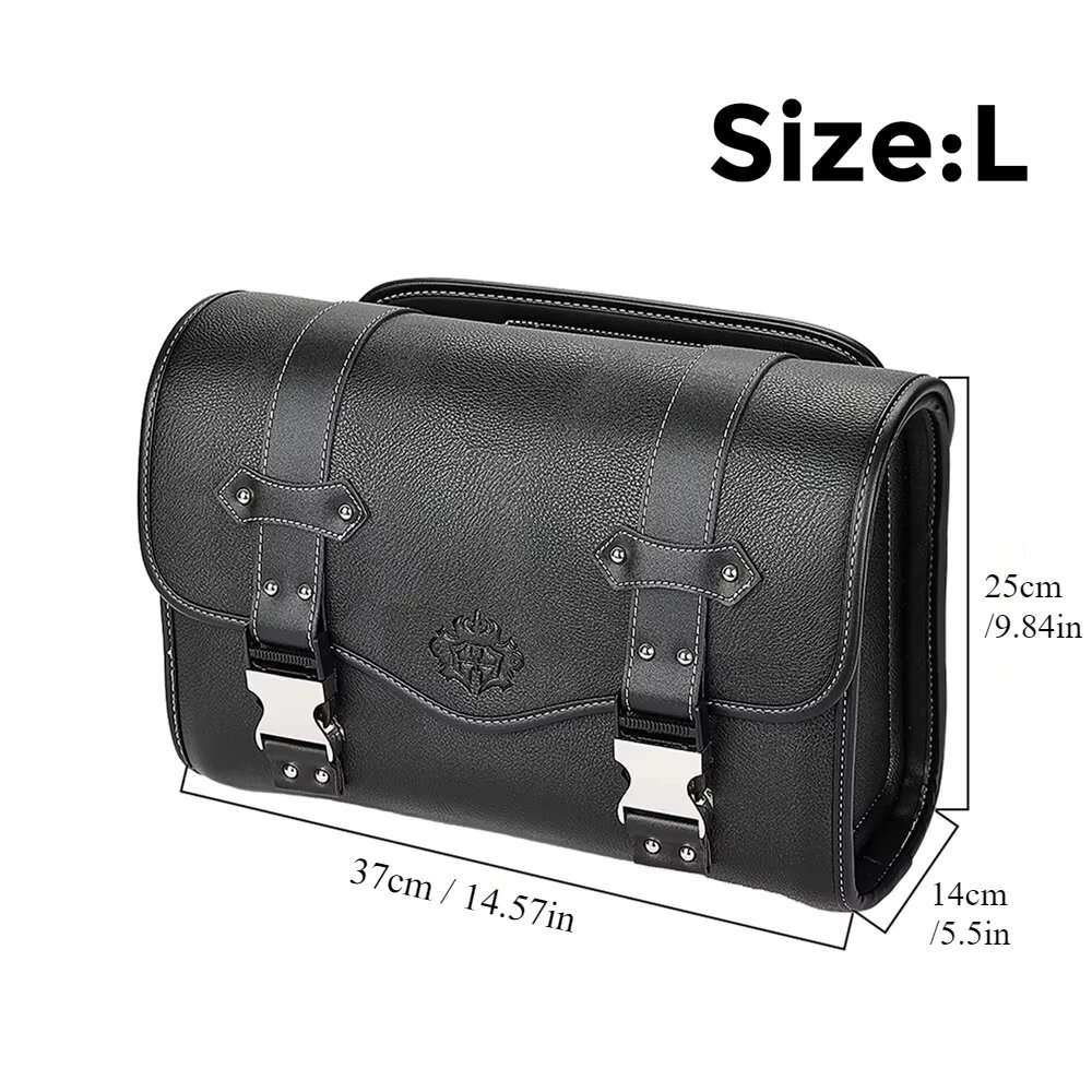 Мотоциклетная седельная сумка, боковая сумка, ретро мотоциклетная сумка для инструментов для Honda Rebel 250 300 500 1100, сумка Sissy Bar для Yamaha, Kawasaki Size L Black