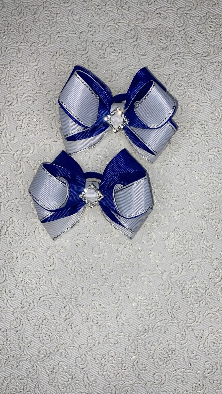 Бант на резинке синий/школьный