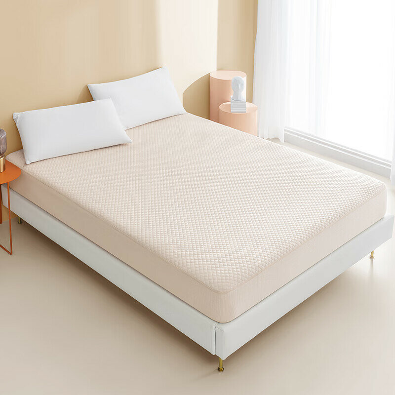 JD Jingzao, Lanjing Tencel Waterproof Fitted Sheet, TPU Waterproof Technology, 3-Layer Padded, National Standard Class A, Beige, for 1.8-Meter Bed