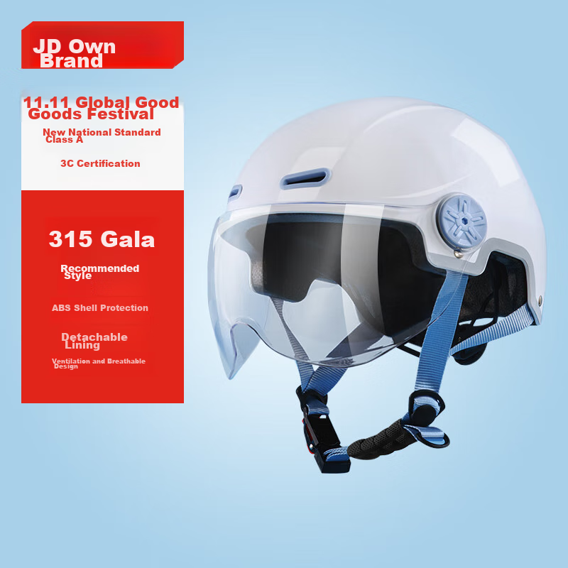 JD Jingzao TK02 Electric Scooter Helmet, 3C Certified, New National Standard Class A, 315 Party Recommended Style, Electric Scooter Helmet, One Size Fits All, Blue And White