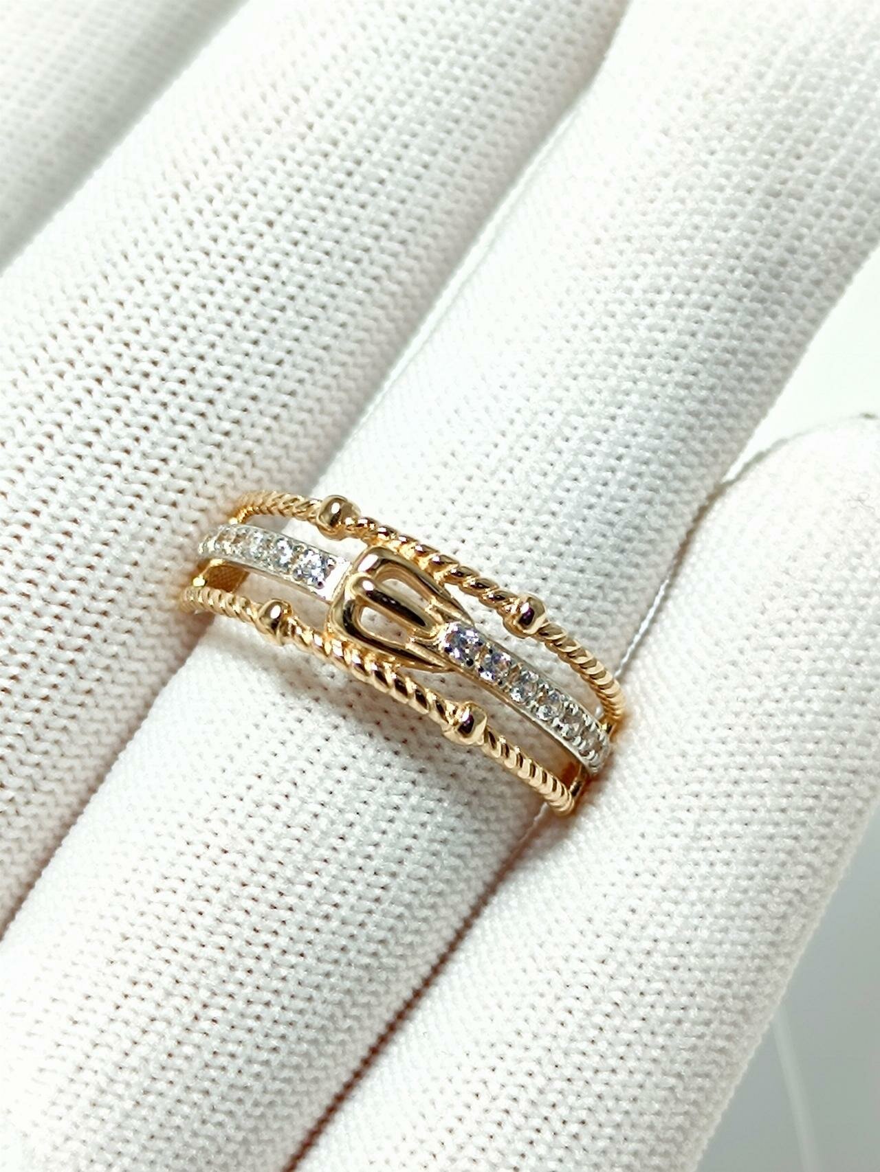 Кольцо Золотой Стандарт, красное золото, 585 проба, фианит