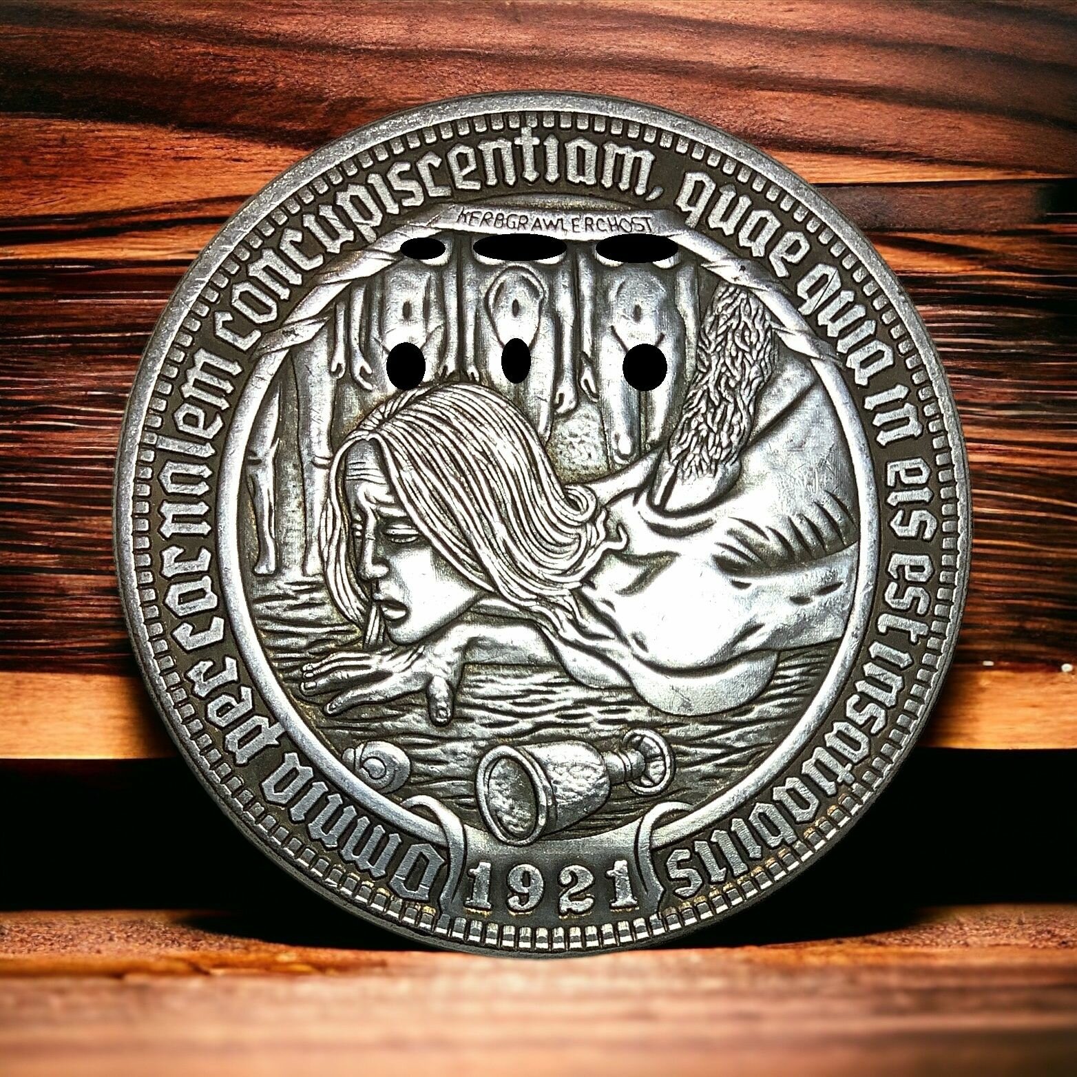 Монета США 1 доллар 1921 года. Свобода храбрости. Эротика в стиле фентези. Серебрение